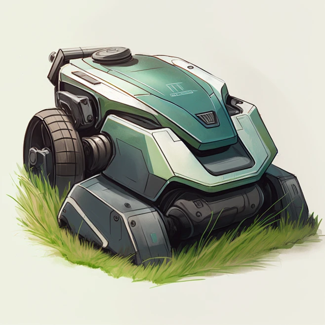 This contains an image of: lawn mower robot design Florian Mack // A.I ...