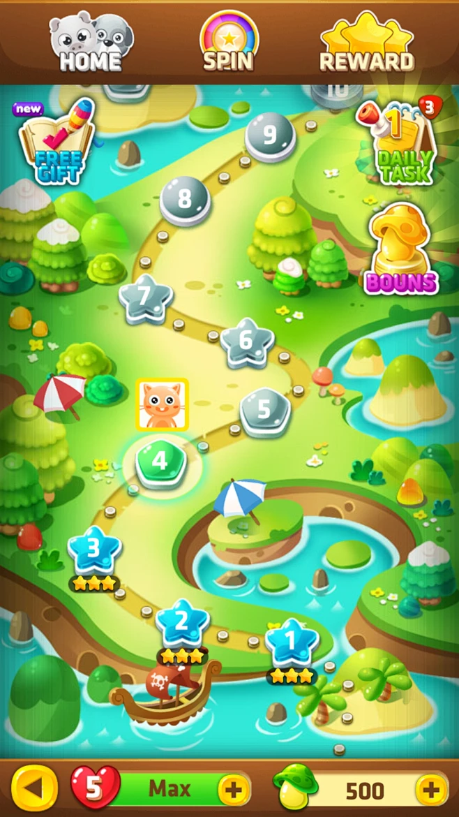 Q版关卡地图原画Q版关卡路线图来自cgbook.cn (873)-花瓣网