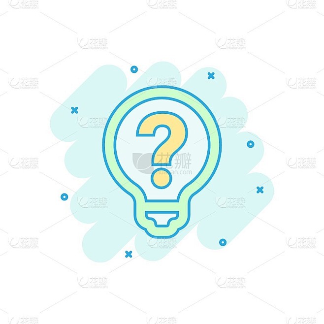 Problem solution icon in comic style. Light bulb i