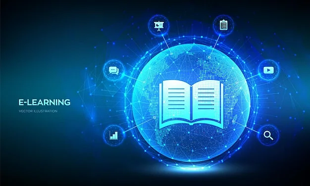 Elearning innovative online education technology concept world map ...