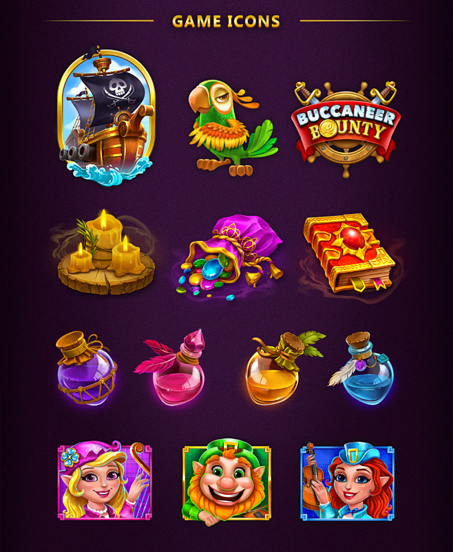 Game icons for Gambino Slots 2017 - 2019