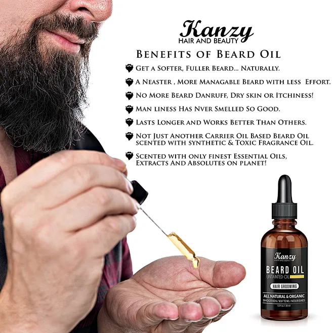 Kanzy Men's Beard Oil Set with Comb for Healthy Beard Growth 30 ml ...