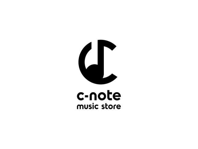 C - Note Music Store type monogram brandits branding logo tone instrument sound store music note