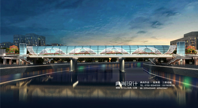 3a市桥大桥夜景2 桥梁效果图设计
