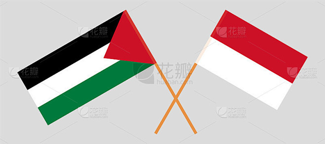 Crossed flags of Palestine and Indonesia