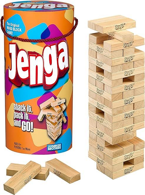 Hasbro Gaming Jenga Wooden Blocks Stacking Tumbling Tower Kids Game ...