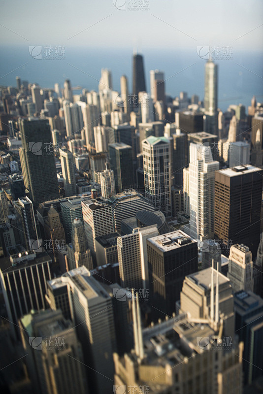 芝加哥市,城市,移轴摄影,垂直画幅,美国,小的,景观设计,建筑,无人,建筑外部