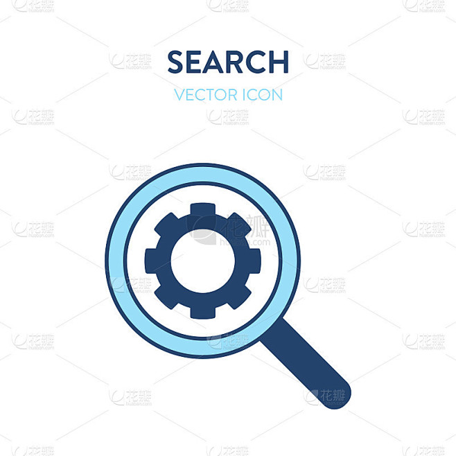 Settings search icon. Vector illustration of a mag
