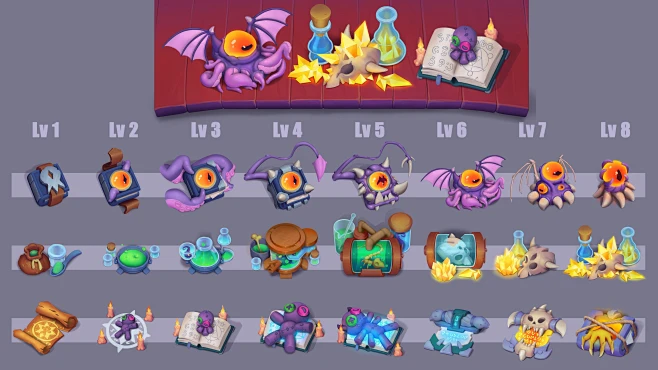 props tile Sprite concept art game object Game Art 2D art Merge Digital Art casual-花瓣网