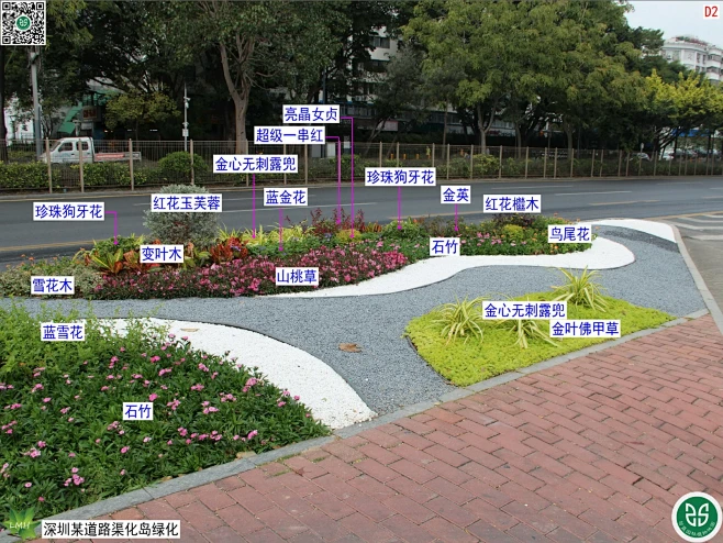 交通岛、道路、花境：深圳道路渠化岛绿化(2022年1月)-花瓣网