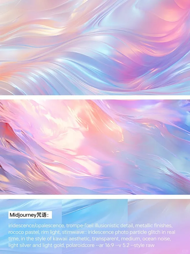 【AIGC】MJ梦幻色丝绸质感全息背景KV ⑥-花瓣网