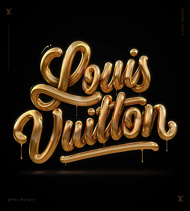 gold luxury Fashion lettering Handlettering c4d cinema 4d Render 3D ...