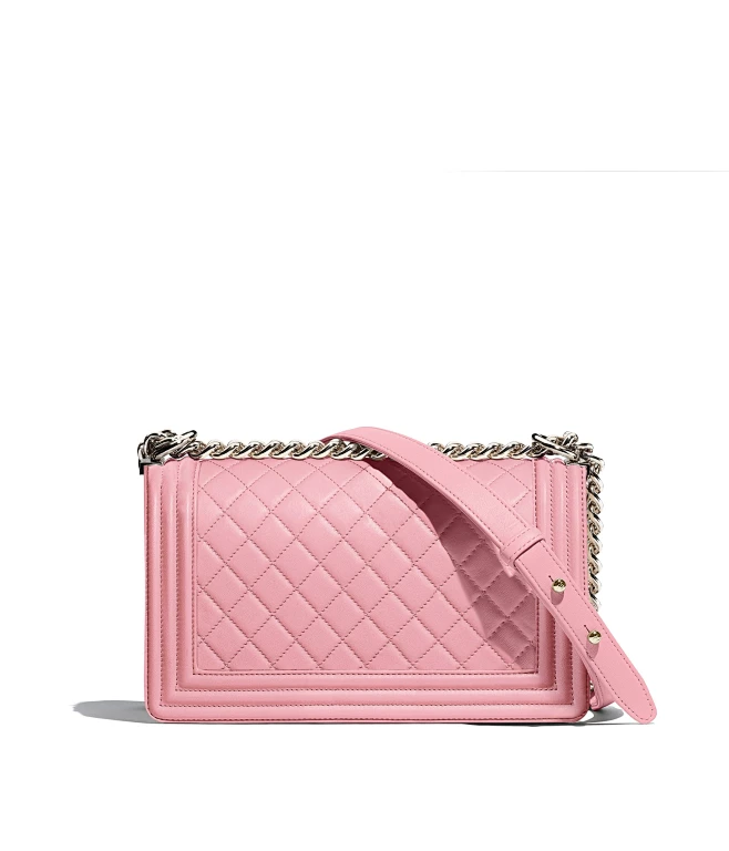 BOY CHANEL Handbag, calfskin & gold-tone metal, pink - CHANEL ...