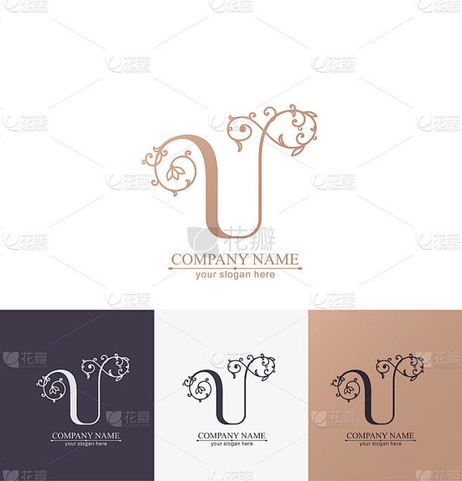 Premium Vector U标志。Monnogram,刻字。精英公司的个人标志或标志。