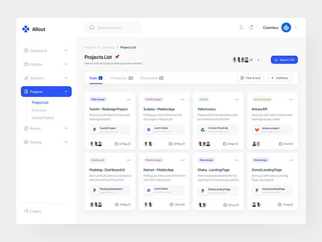 Allout | Task Management Dashboard-花瓣网