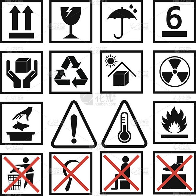 warning of packaging symbol素材-花瓣网