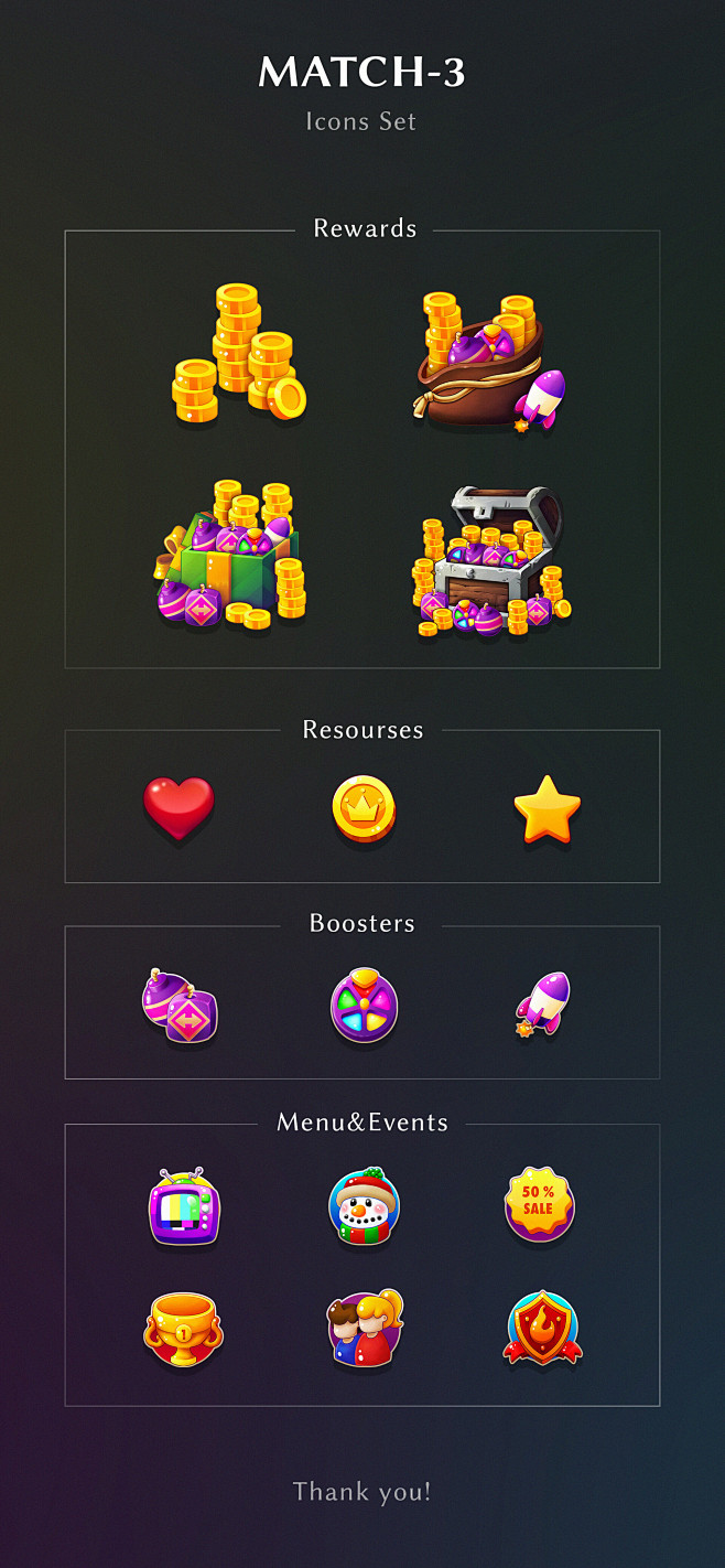 Icons for Match-3Game