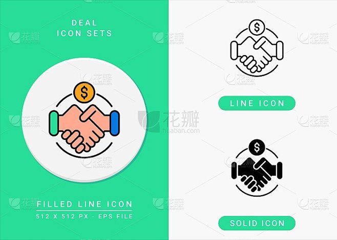 Deal icons set vector illustration with solid icon