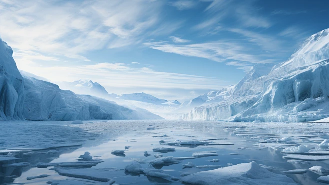 A pristine arctic landscape, bathed in the soft, natural light and ...