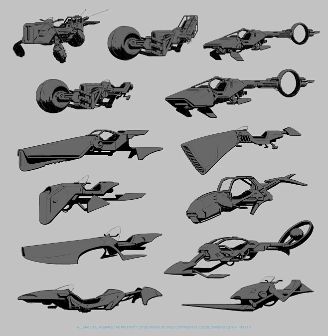 Speeder Bike Sketches, Patryk Olas : ALL MATERIAL REMAINS THE PROPERTY OF BLOWFISH STUDIOS ...
