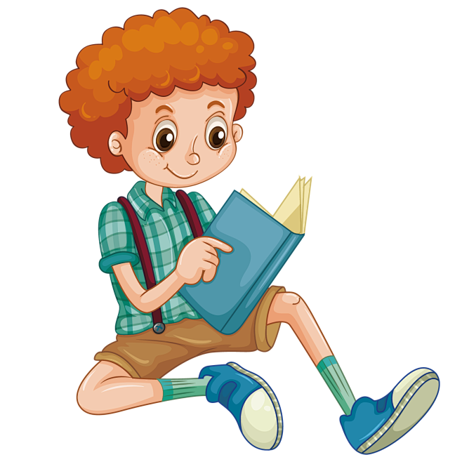 看书中的外国小男孩 儿童阅读素材 png 图书