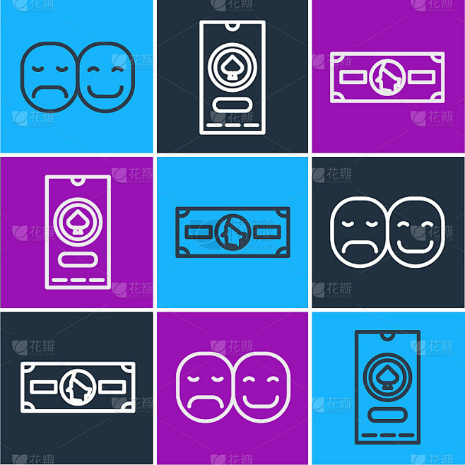 Set line Poker player, Stacks paper money cash and