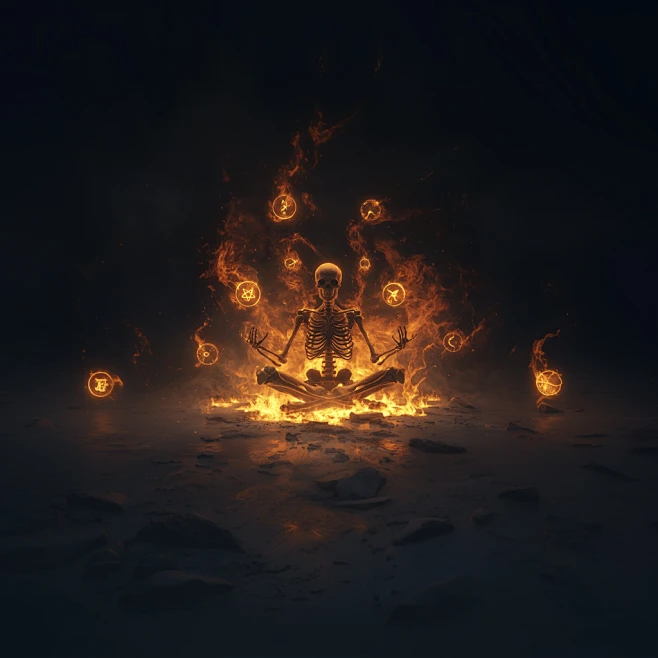 ward312054_A_human_skeleton_sitting_cross-legged_in_the_center ...