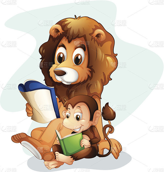 猴子和狮子在看书