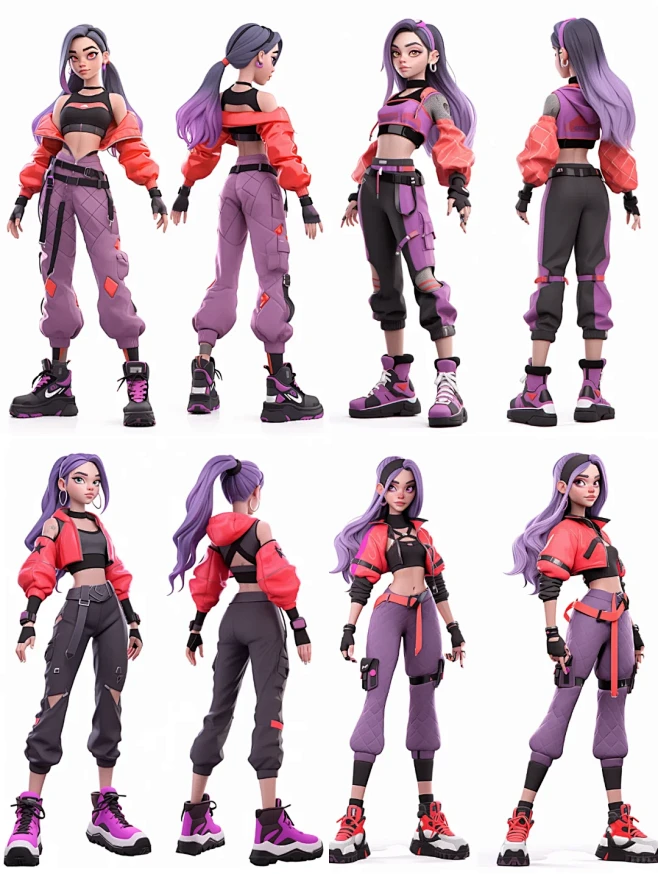 MJ-AI 角色美女插画三视图关键词分享-2