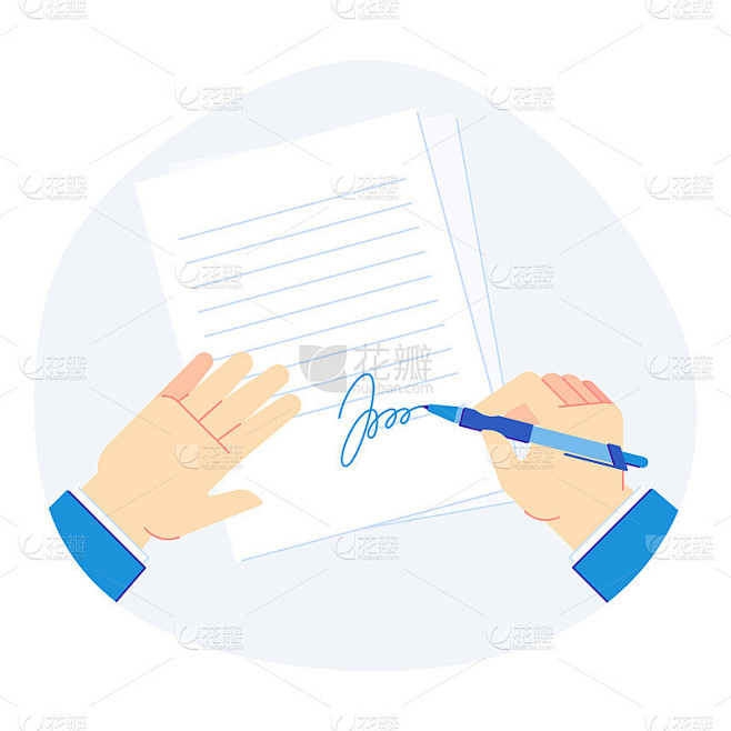 Signing document. Pen in businessman hand, clipboa