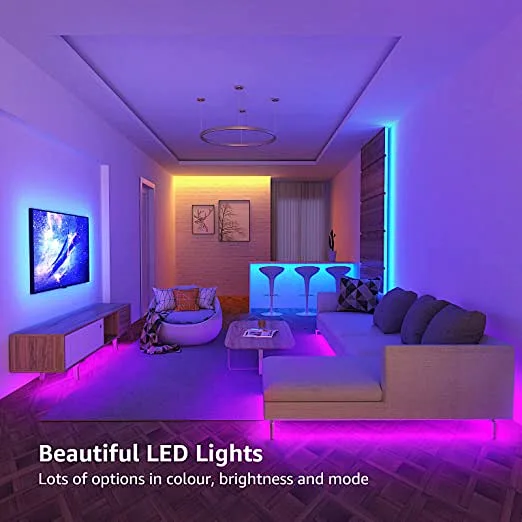 LED Strip Light with Remote 5M, Lepro Dimmable RGB LED Strips Colour ...
