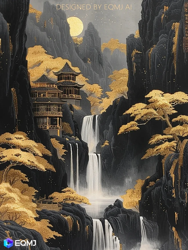 大美国风丨EQMJ AI绘制黑金古城山水画_7_EQMJ官方代言人_来自小红书网页版-花瓣网