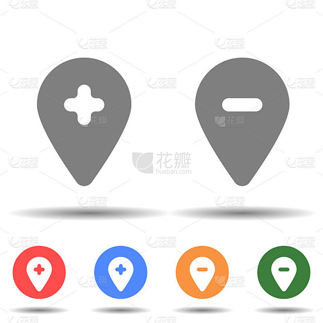 Location pin with cross line icon