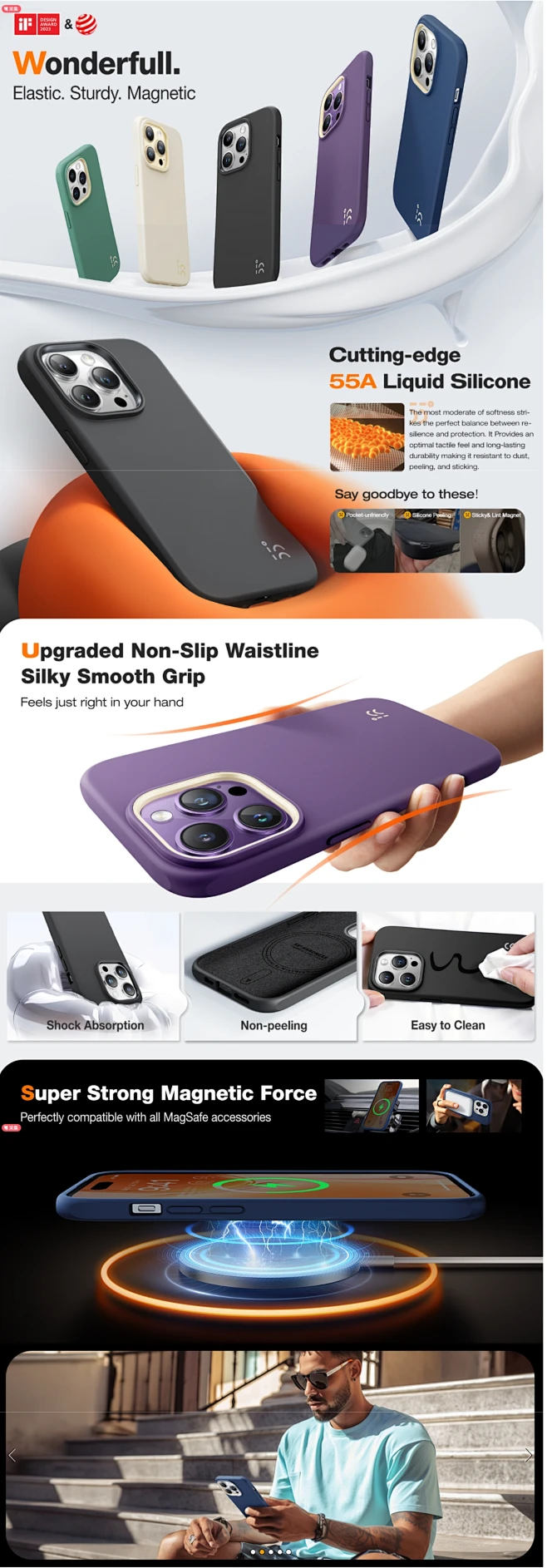 Amazon.com: TORRAS 55A Silicone Magnetic for iPhone 14 Pro Case ...