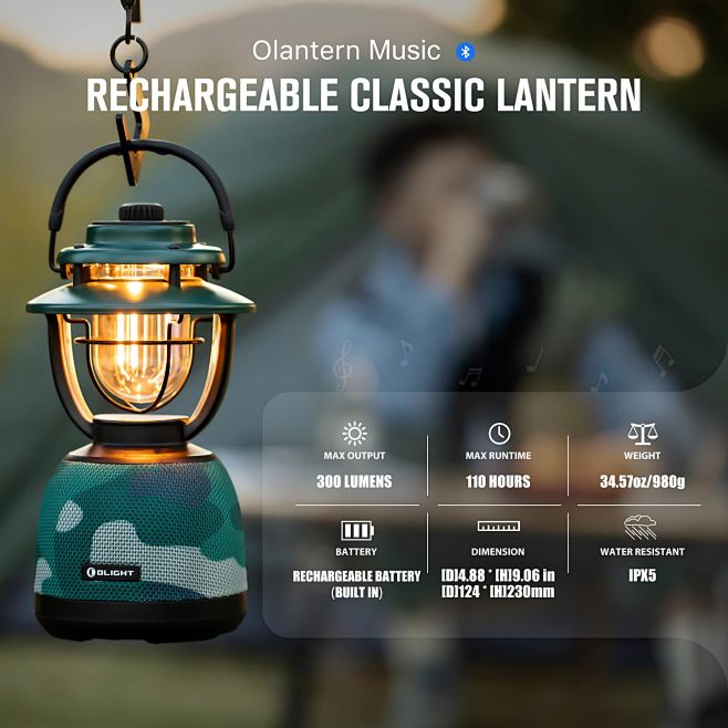 OLIGHT Olantern Music Rechargeable Camping Lantern Lamp with Bluetooth ...