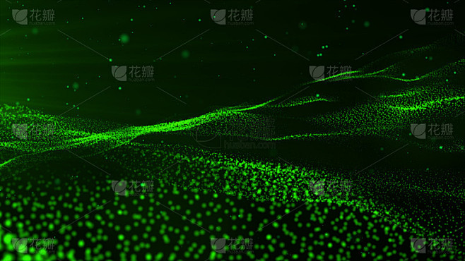 Digital green color wave particles and bokeh abstr