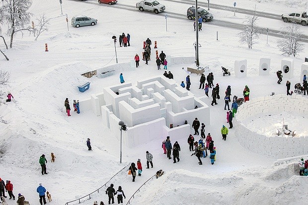 A Swedish Town Built This Adorable Playground Made Entirely of Snow and ...
