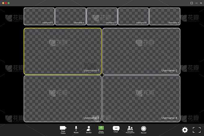 Zoom interface template. Online video. Mobile appl