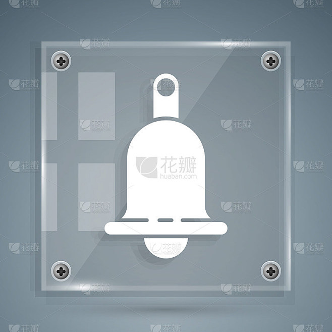 White Ringing bell icon isolated on grey backgroun