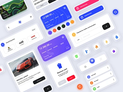UI Kit for bank app card typography material illustration color ...