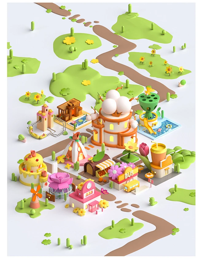 阿里淘金币/2.5D建筑/Q版建筑-Mars_9采集-花瓣网