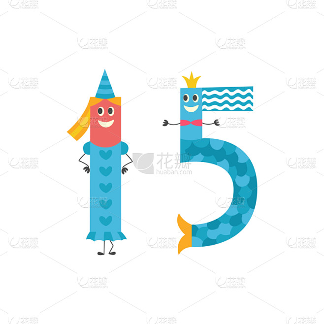 数字15,动画片,儿童,白色,可爱的,性格,幽默,图像,教,教育