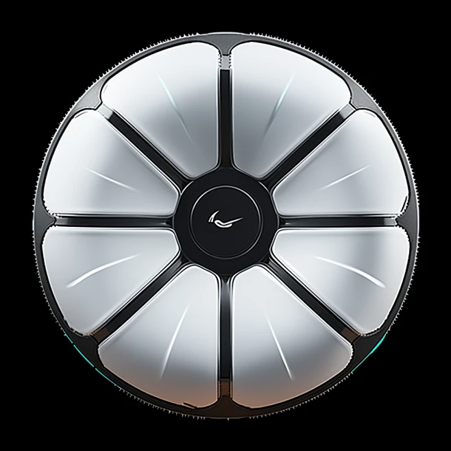 This may contain: the front view of a silver and black device with four ...