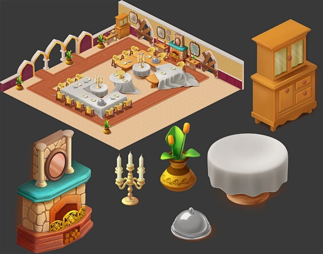 Props for the isometric match 3 game-花瓣网