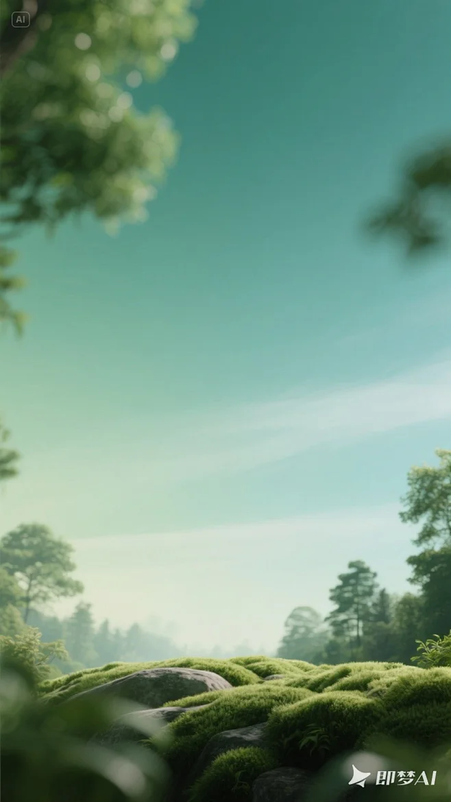 jimeng-2025-05-15-682-背景为高级，模糊渐变浅墨绿色天空，森系-花瓣网