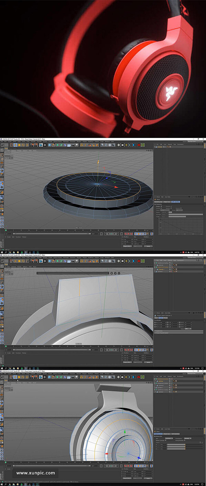 C4D 镭射耳机建模Octane渲染教程 3D模型
