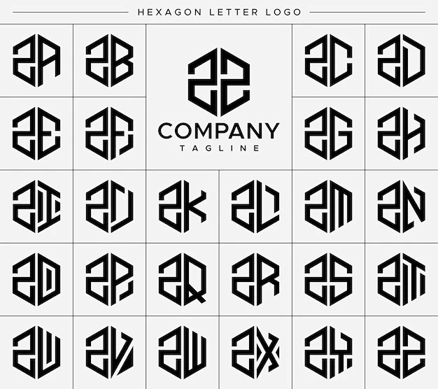 现代六边形 zz z 字母标志logo矢量图设计素材-花瓣网