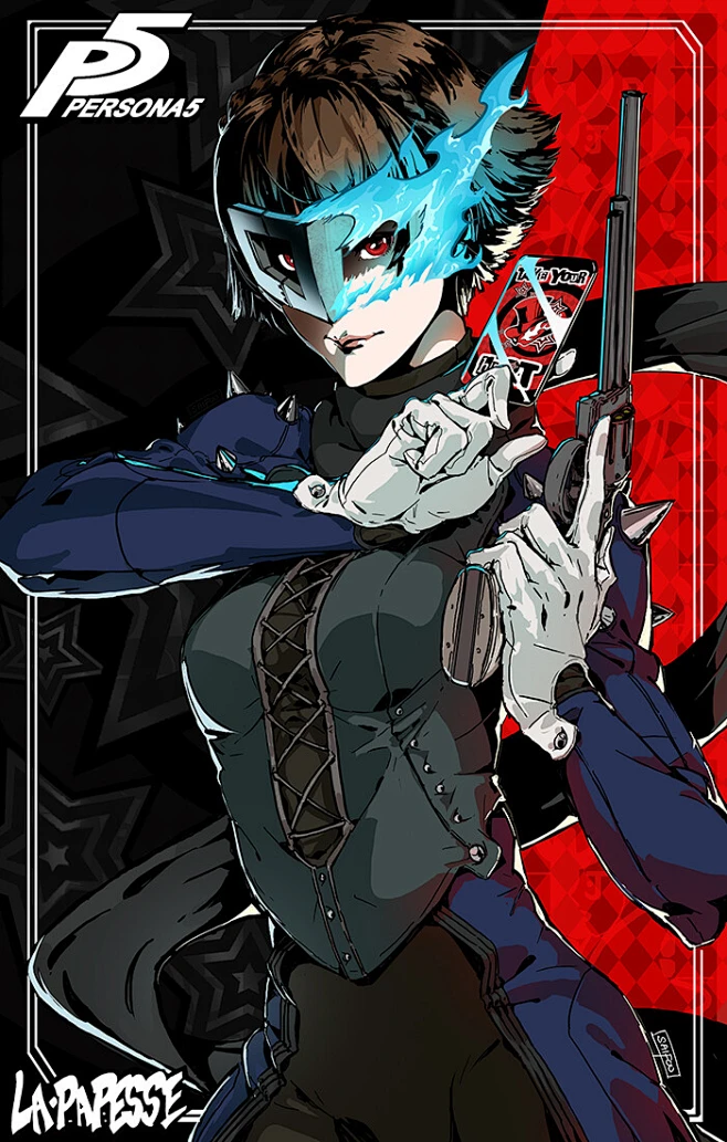 P5 Fan Art P5 Makoto's Queen Mask Fan Art~，Sai Foo的作品多受日系风格的影响，从角色造型设计到 ...