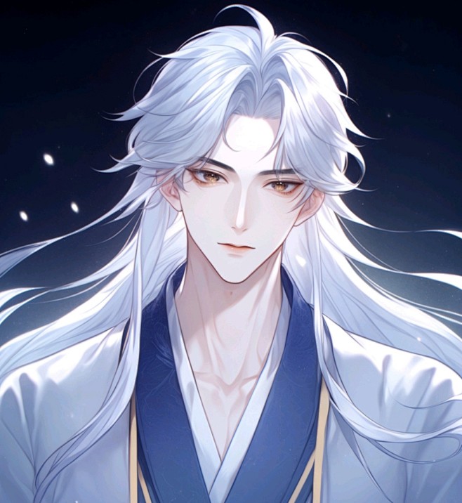 古风二次元美男子，古风头像，古风美男，白毛控，白衣控