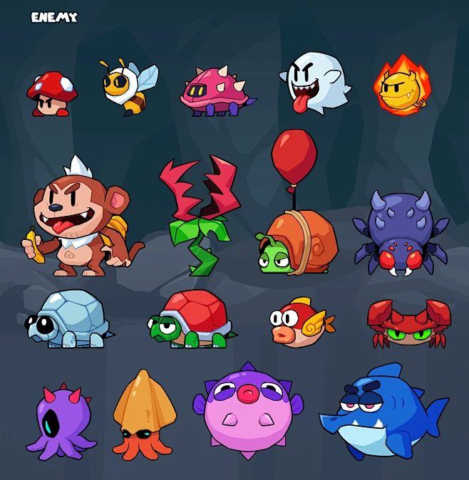 2d game art animation cartoon Character design game design UI/UX-花瓣网